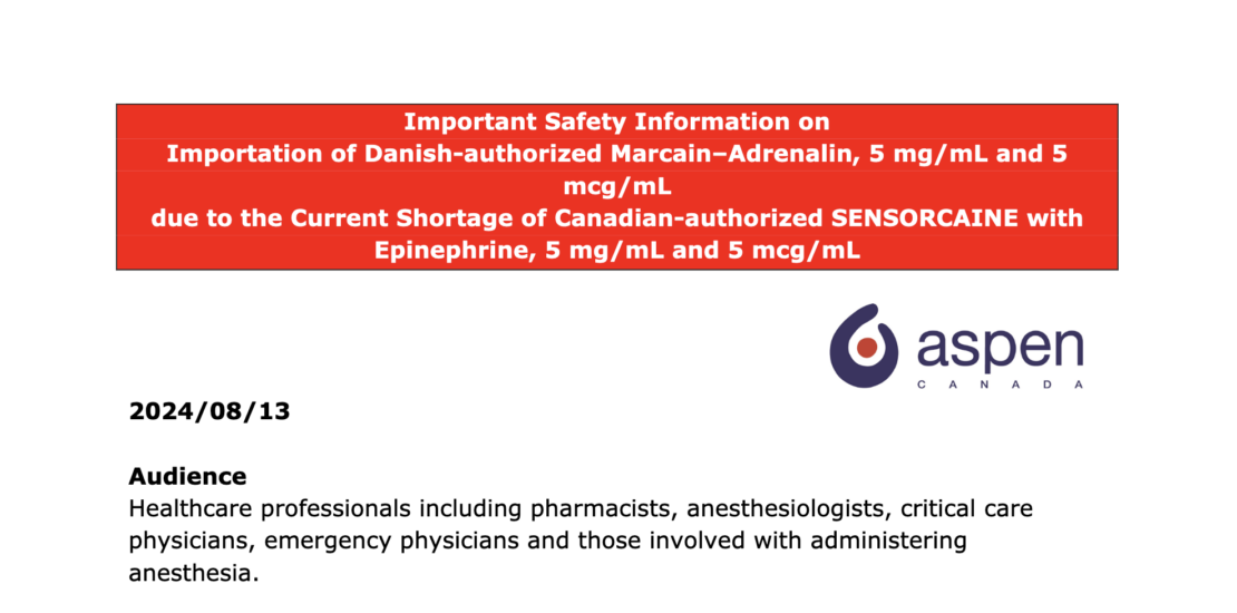 Important Safety Information on Importation of Danish-authorized ...